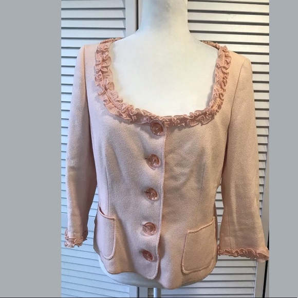 Moschino | Jackets & Coats | Moschino Pink Ruffle Jacket Blazer Sz 2 ...